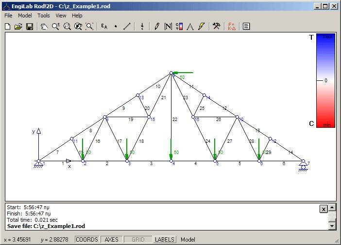 EngiLab Rod.2D - Linear static analysis of plane (2D) trusses Software